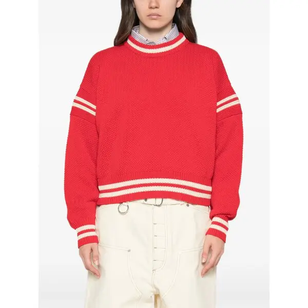 GOLDEN GOOSE Cotton Waffle Knit Jumper - Red