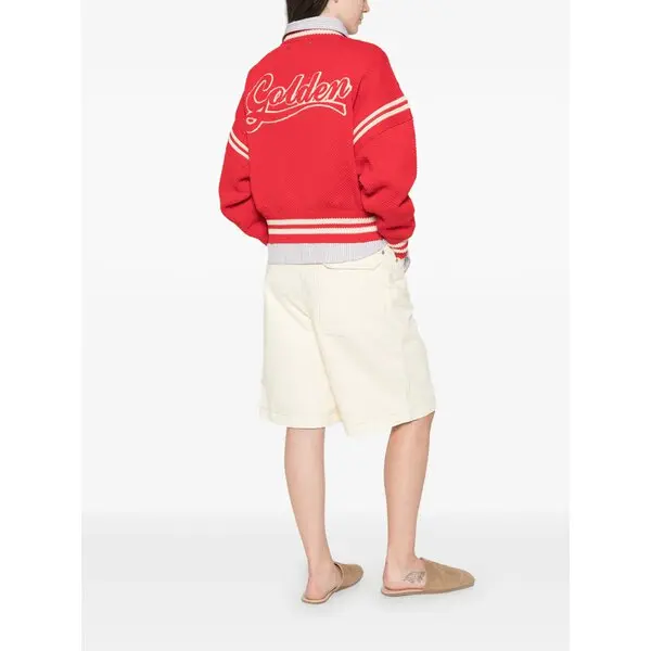 GOLDEN GOOSE Cotton Waffle Knit Jumper - Red