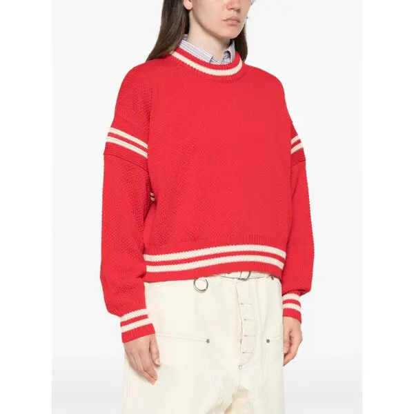GOLDEN GOOSE Cotton Waffle Knit Jumper - Red