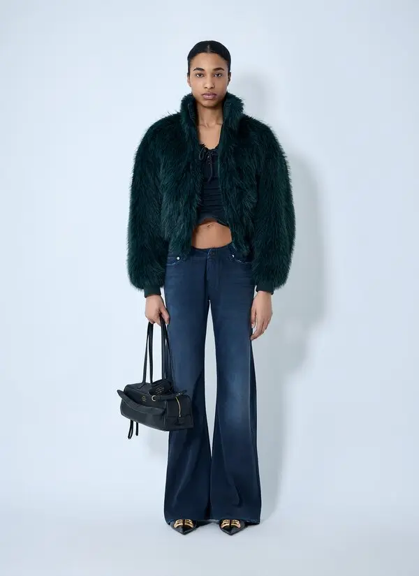 Balenciaga Faux Fur Bomber Jacket