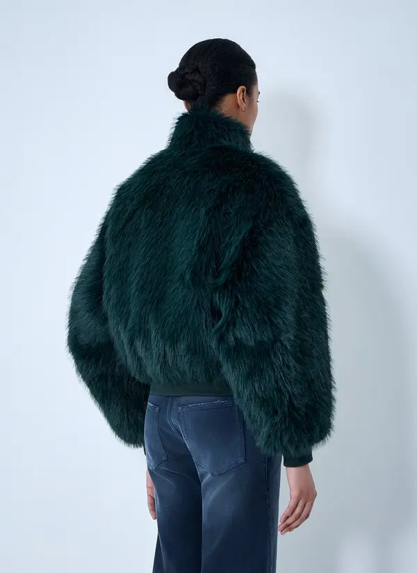 Balenciaga Faux Fur Bomber Jacket