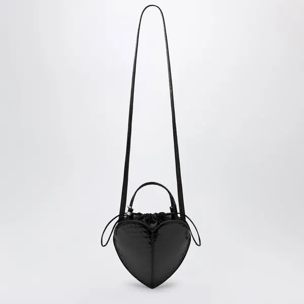ROTATE BY BIRGER CHRISTENSEN Heart Bag Croco Croc-effect Patent Leather Bag - Black