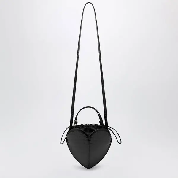 ROTATE BY BIRGER CHRISTENSEN Heart Bag Croco Patent Leather Bag - Black