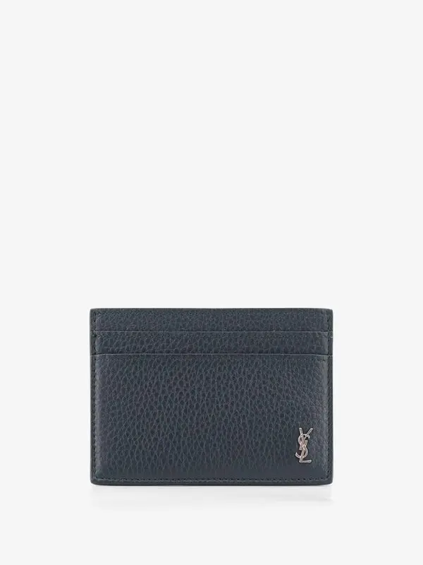Saint Laurent Tiny Cassandre Textured Leather Card Holder - Multicolor