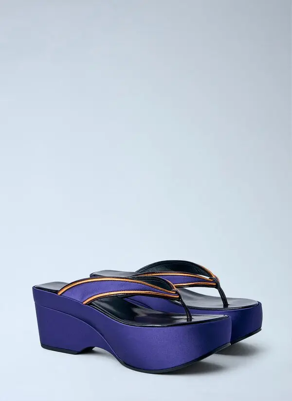 Dries Van Noten Satin Platform Thong Sandals