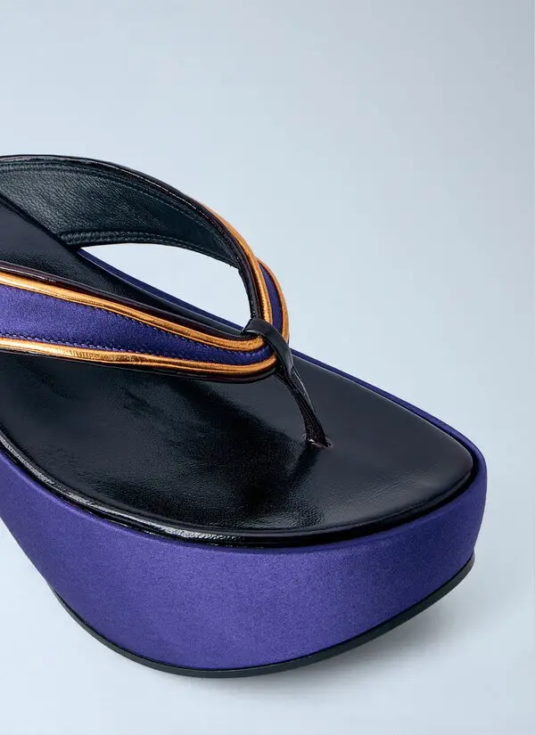 Dries Van Noten Satin Platform Thong Sandals