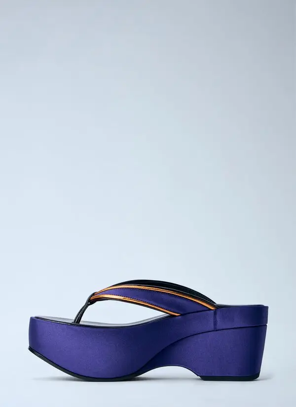 Dries Van Noten Satin Platform Thong Sandals