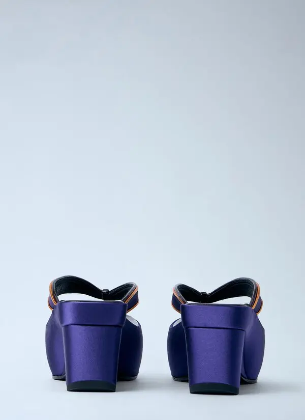 Dries Van Noten Satin Platform Thong Sandals - Blue
