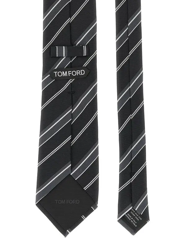 TOM FORD Diagonal Striped Tie - Black