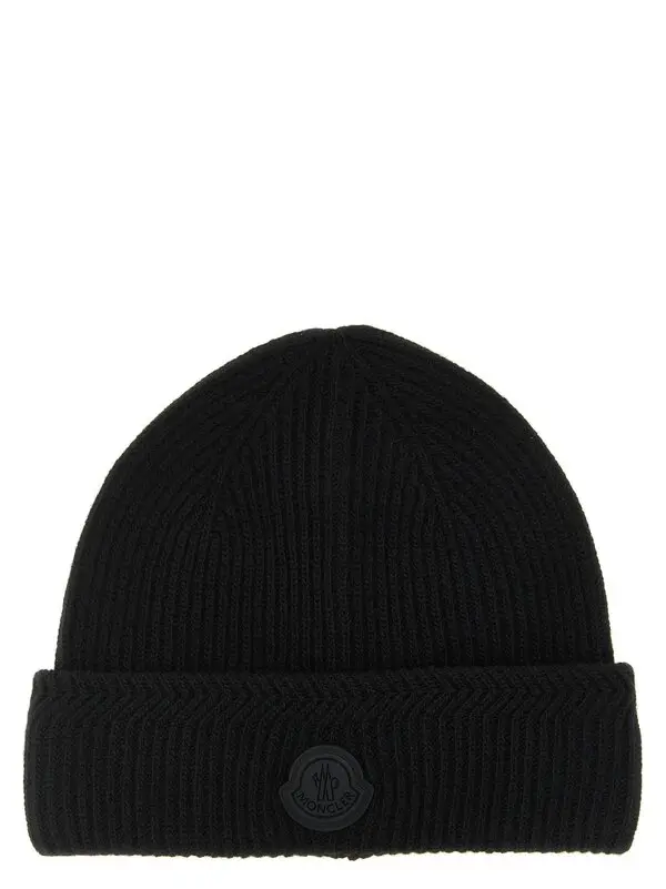 Moncler Brioche Half Stitch Cap - Black