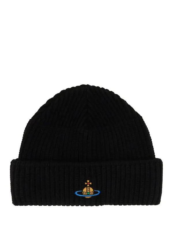 VIVIENNE WESTWOOD Beanie Hat With Logo - Black