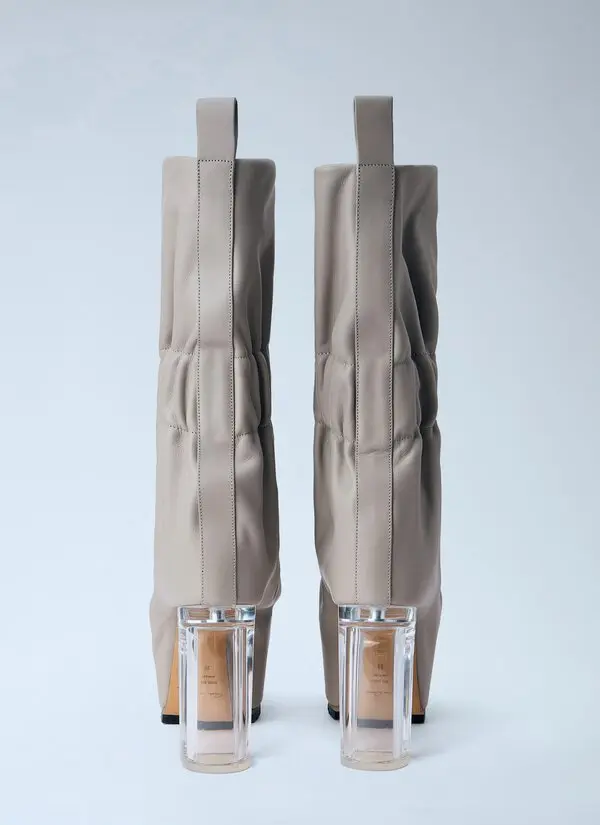 Rick Owens Taquito Gathered Leather Ankle Boots