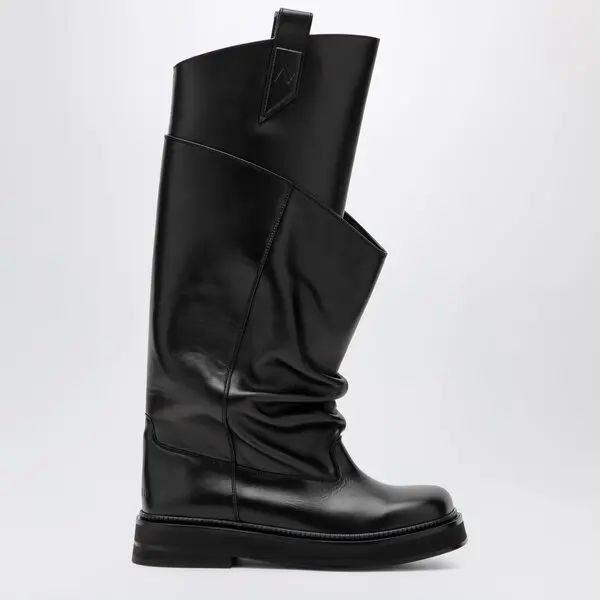 Attico Robin Passeggiata Combat Boots In Calf Leather - Black