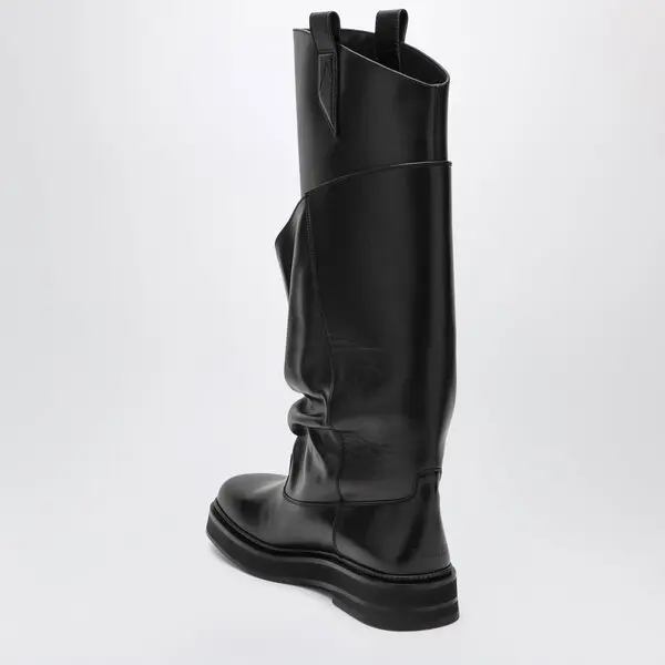 Attico Robin Passeggiata Combat Boots In Calf Leather - Black