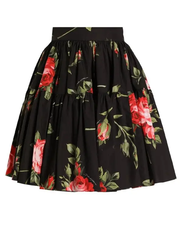 Dolce & Gabbana Miniskirt With Bouquet Print - Black