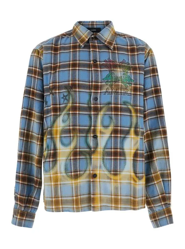 Amiri Shirt With All-over Stripe Motif And Logo On The Front And Back In Cotton For - Multicolor