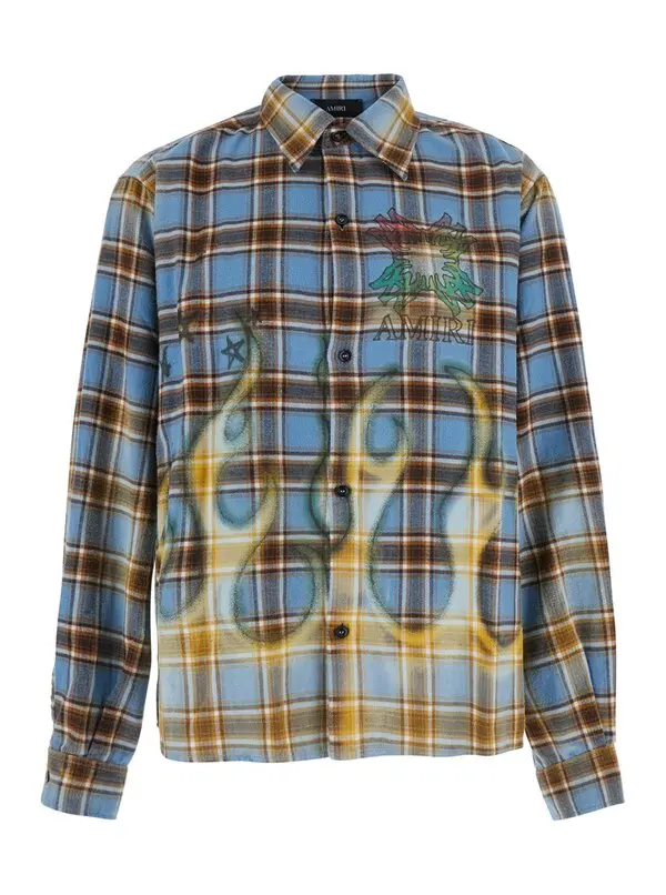 Amiri Shirt With All-over Stripe Motif And Logo On The Front And Back In Cotton For - Multicolor
