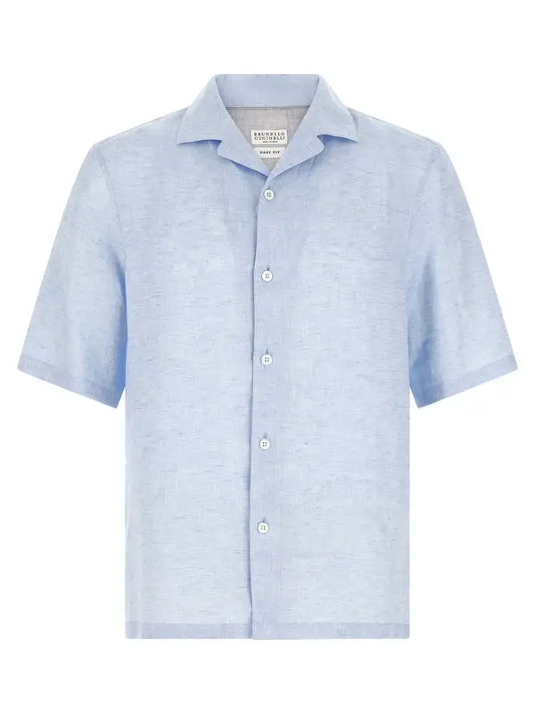 Brunello Cucinelli Camp Collar Shirt - Blue