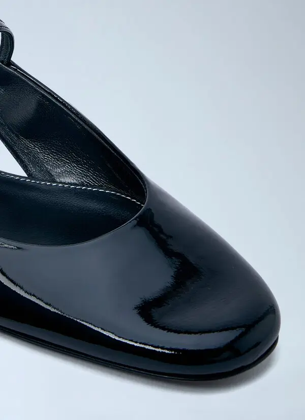 TOTEME Patent Leather Slingback Flats - Black
