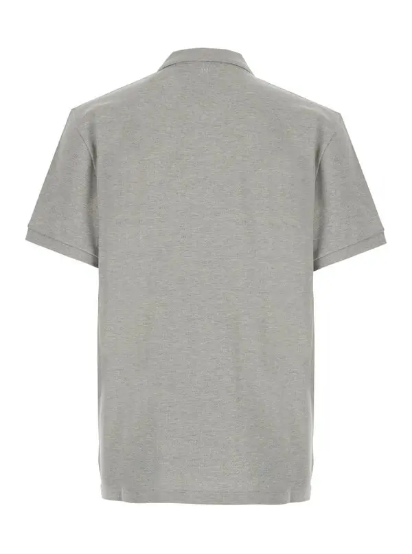 AMI Paris Polo Shirt With De Coeur Contrast And Black Cotton Fabric For