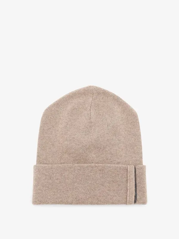 Brunello Cucinelli Cashmere Hat With Monili Detail - Brown