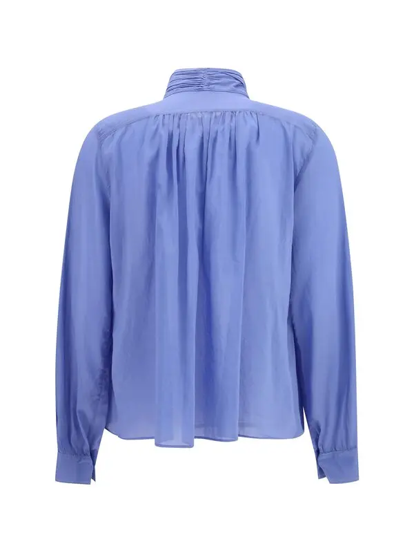 FORTE_FORTE Pleated High-neck Blouse - Blue