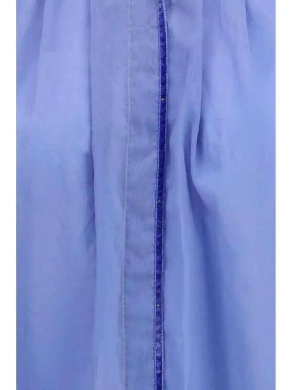 FORTE_FORTE Pleated High-neck Blouse - Blue