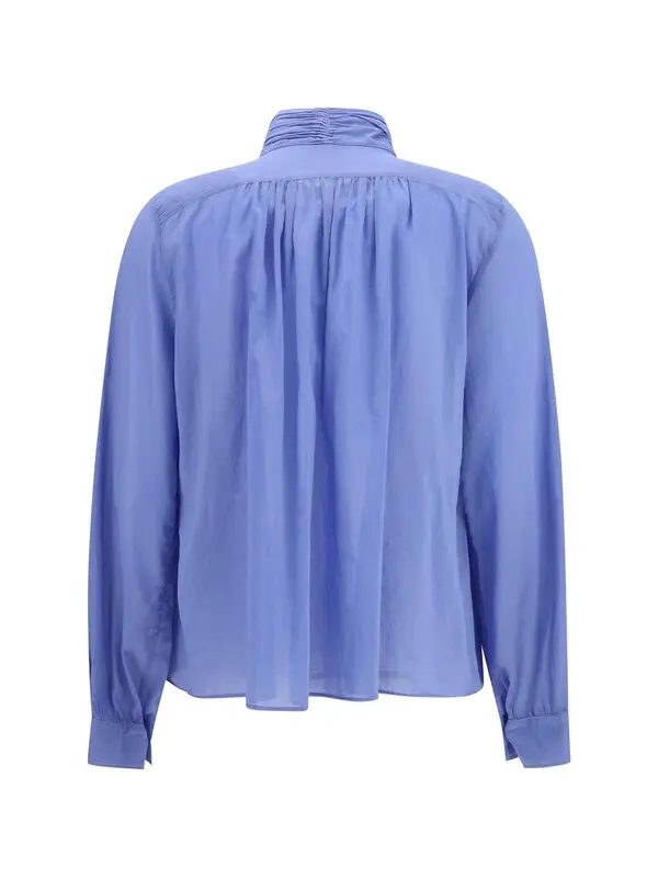 FORTE_FORTE Pleated High-neck Blouse - Blue