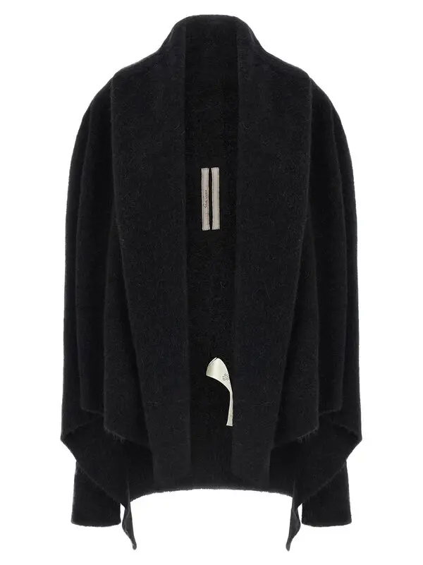 Rick Owens Hooded Medium Wrap' Cardigan - Black