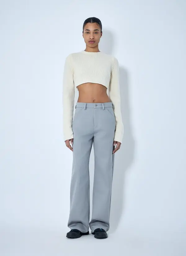 RIER Cropped Knit Sweater - Cream