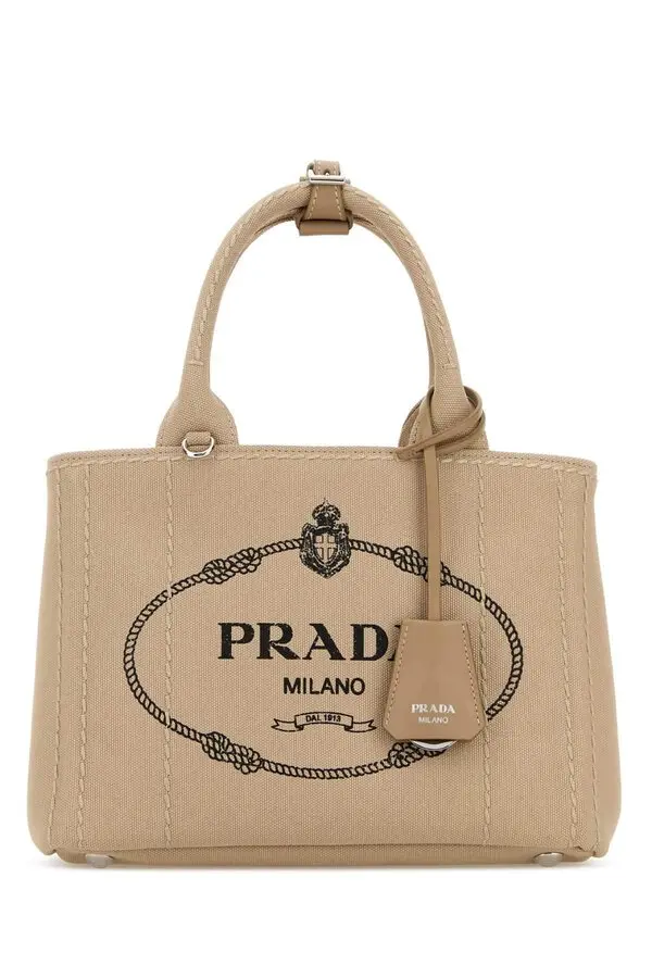 Prada Beige Canvas Small Jardiniã¨re Handbag