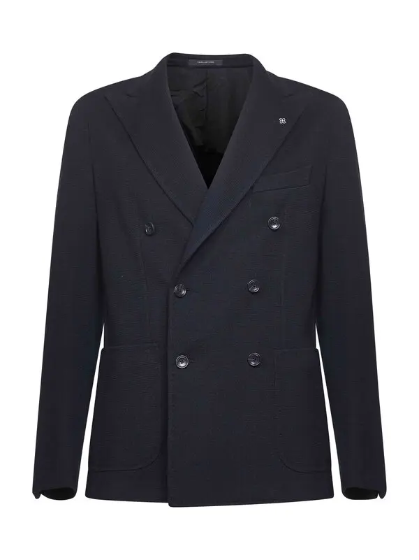 Tagliatore Blue Jersey Montecarlo Double-breasted Blazer