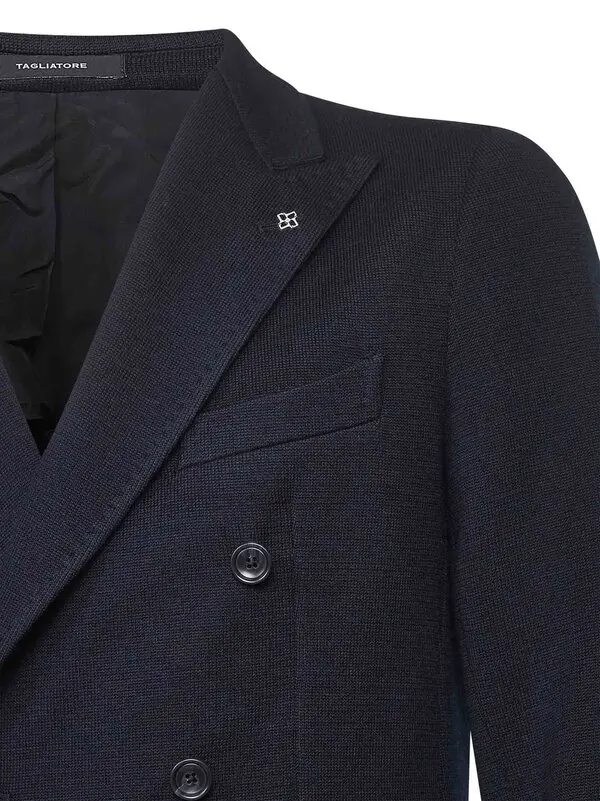 Tagliatore Blue Jersey Montecarlo Double-breasted Blazer