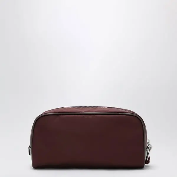 Prada Speedrock Re-nylon And Leather Pouch In Burgundy
