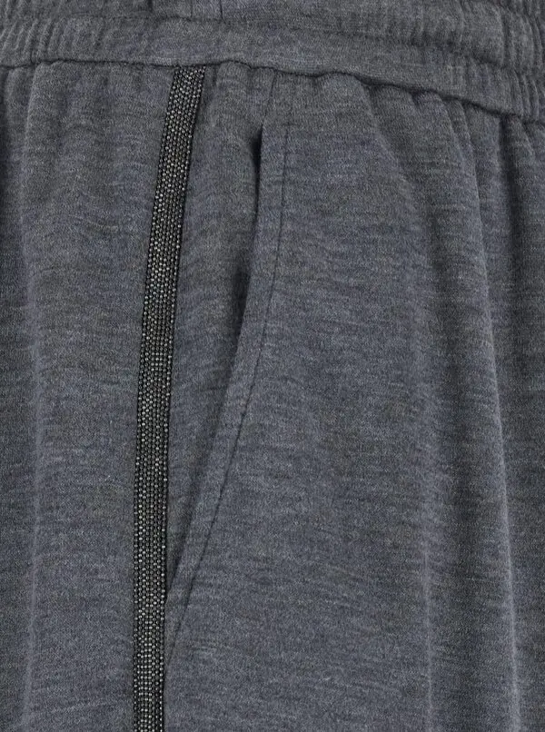 Brunello Cucinelli Cotton Blend Monil Detail Pants - Gray