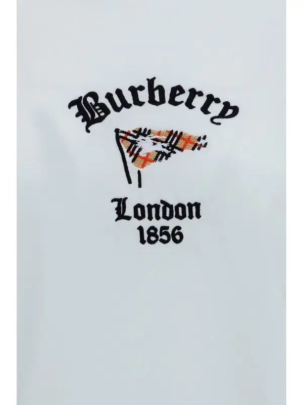 Burberry Check Flag Embroidered Cotton T-shirt - White