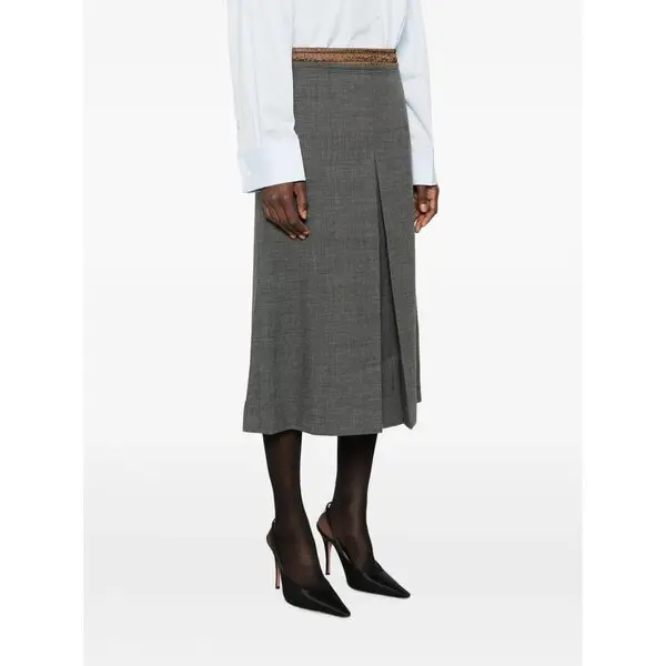 Prada Wool Midi Skirt - Gray