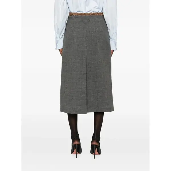 Prada Wool Midi Skirt - Gray