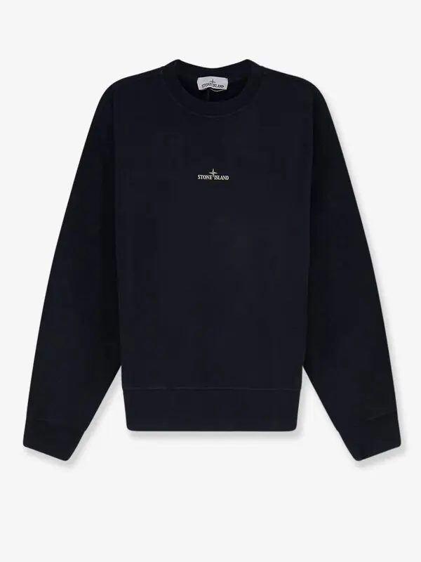 Stone Island Organic Cotton Sweatshirt With Logo Print - Black