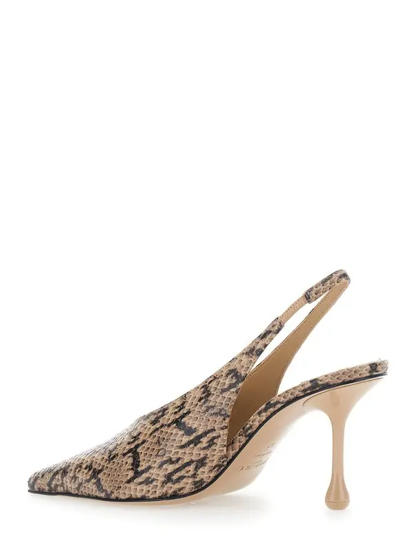JIMMY CHOO Isa' Beige Beige Slingback Pumps With Snakeskin Print Effect In Leather For - Multicolor