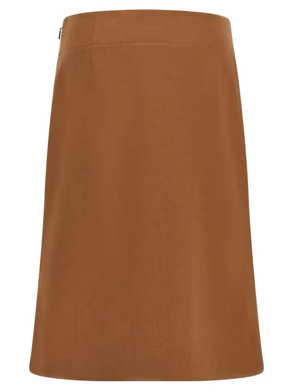 Fendi Linen Blend Midi Skirt - Brown