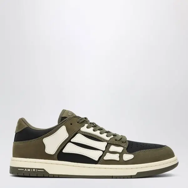 Amiri Skel Top Low Sneakers In /army Green/white - Black