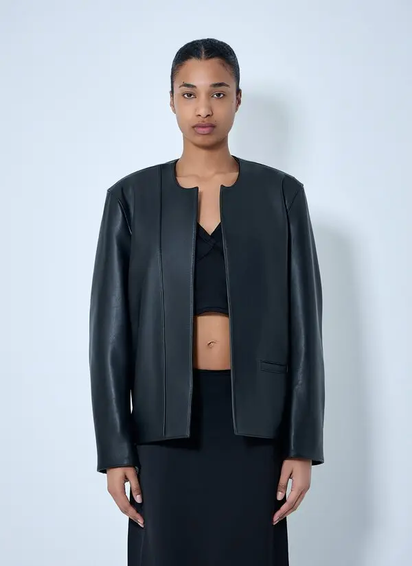TOTEME Open Front Leather Jacket