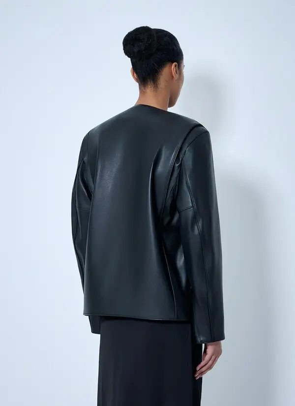 TOTEME Open Front Leather Jacket - Black