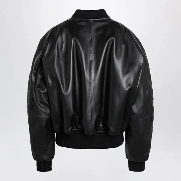 Attico Anja Leather Bomber Jacket - Black