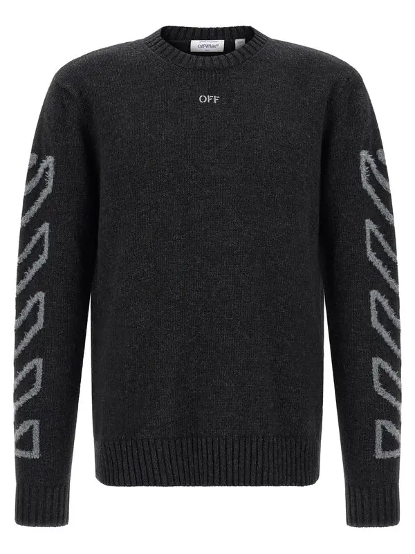 Off-White Diag Arrow Fuzzy' Sweater With Intarsia - Gray