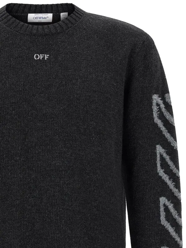 Off-White Diag Arrow Fuzzy Sweater - Gray