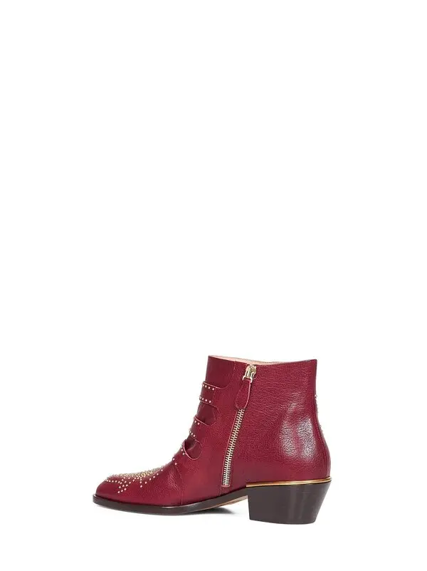 Chloé Grenat Leather Susanna Ankle Boots - Multicolor