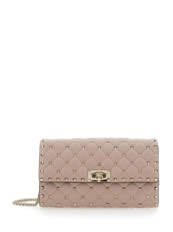 Valentino Garavani Rockstud Spike Nappa Shoulder Bag - Cream