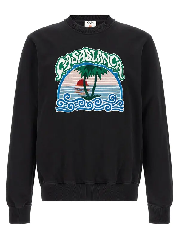 Casablanca Palm Tree Emblem' Embroidered Sweatshirt